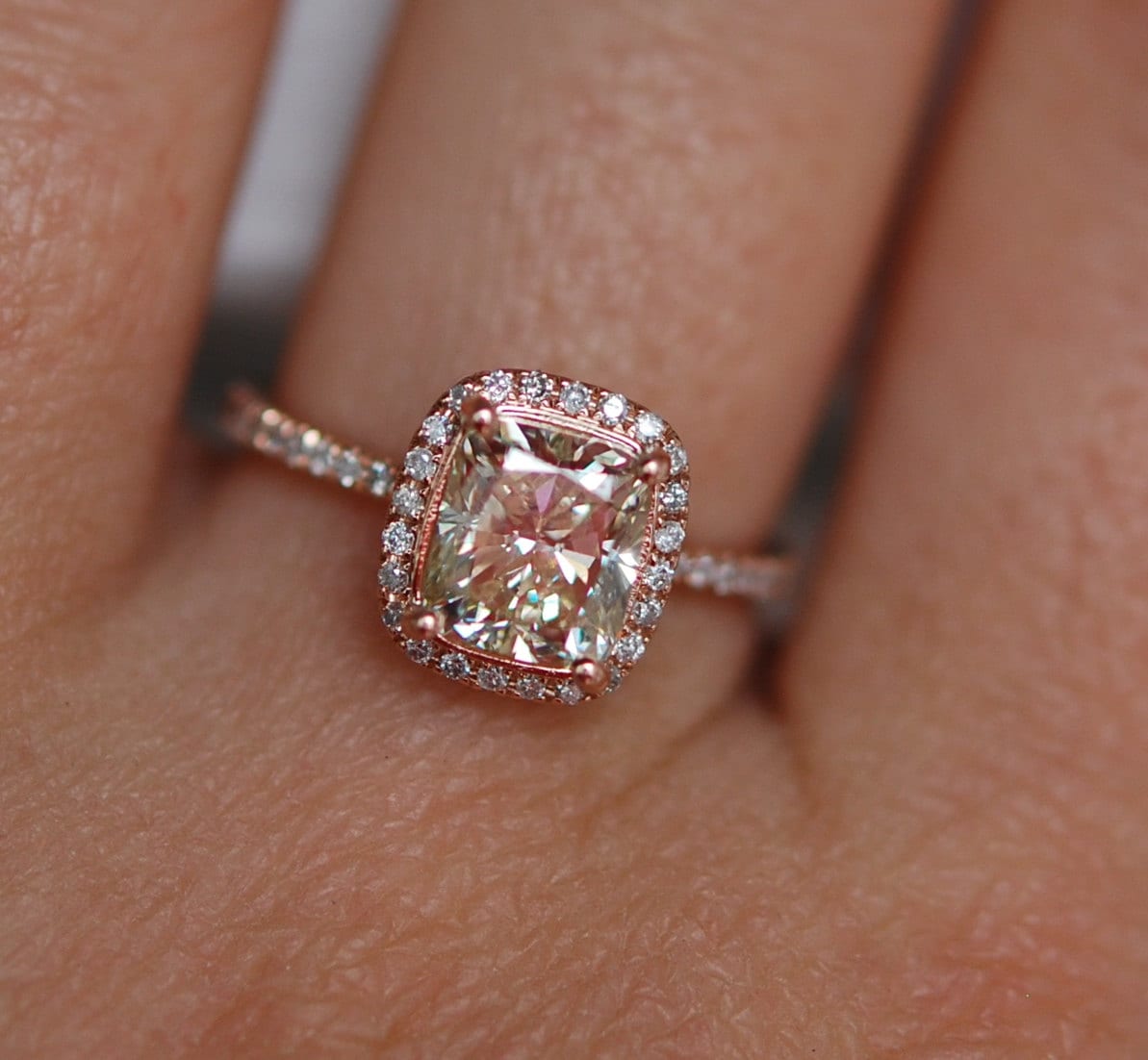 balance -Engagement rings diamond ring. Rose gold ring with cushion ...