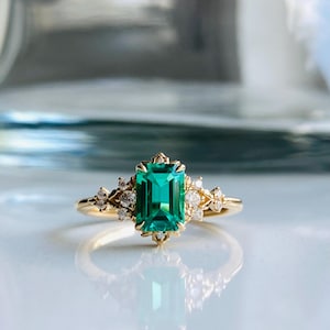 Dela Emerald Gold Ring. Fairytale Fantasy Ring. 14k Yellow Gold ...