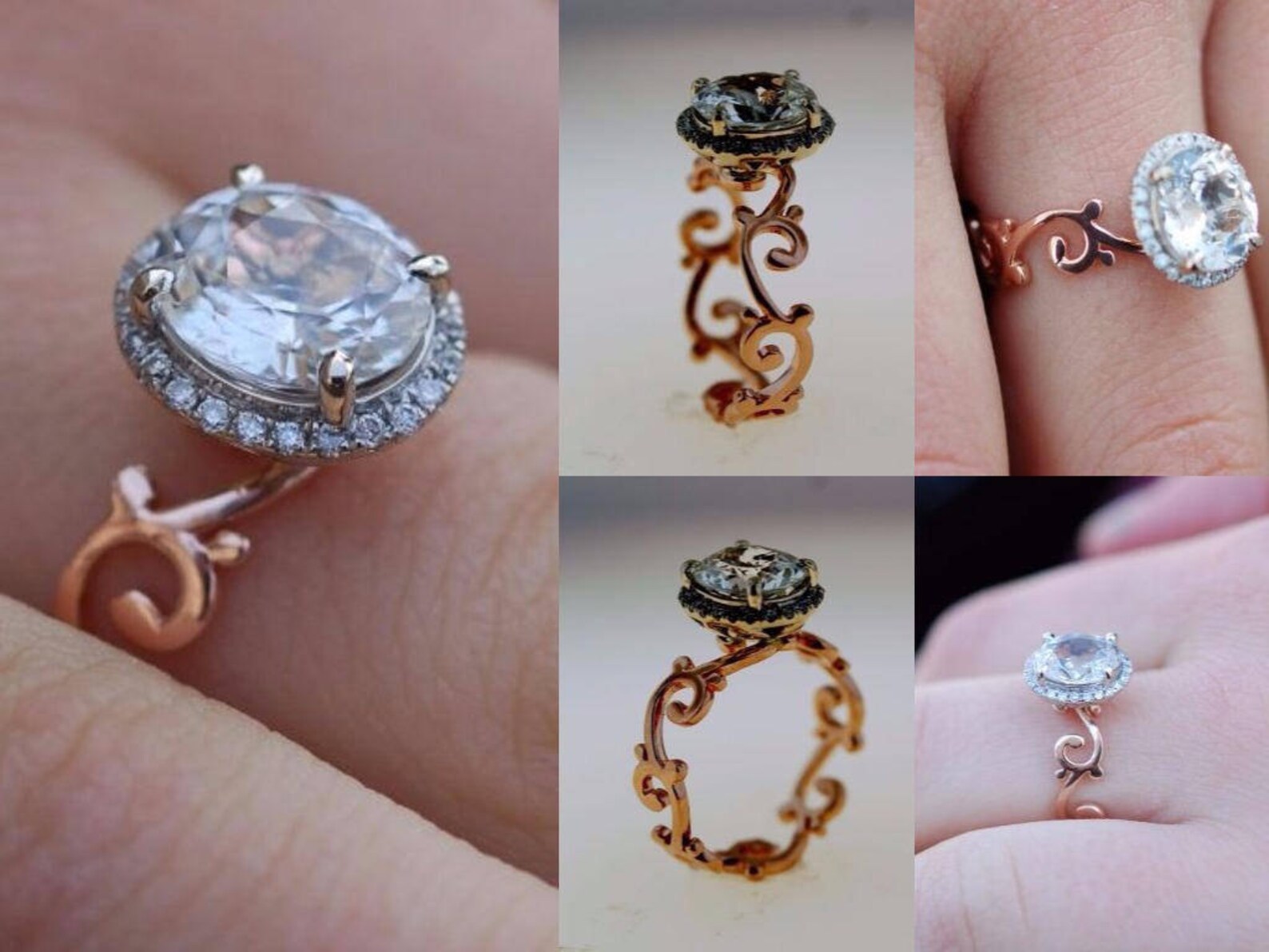 Floral Engagement Ring Vine Engagement Ring 2.21ct Oval - Etsy