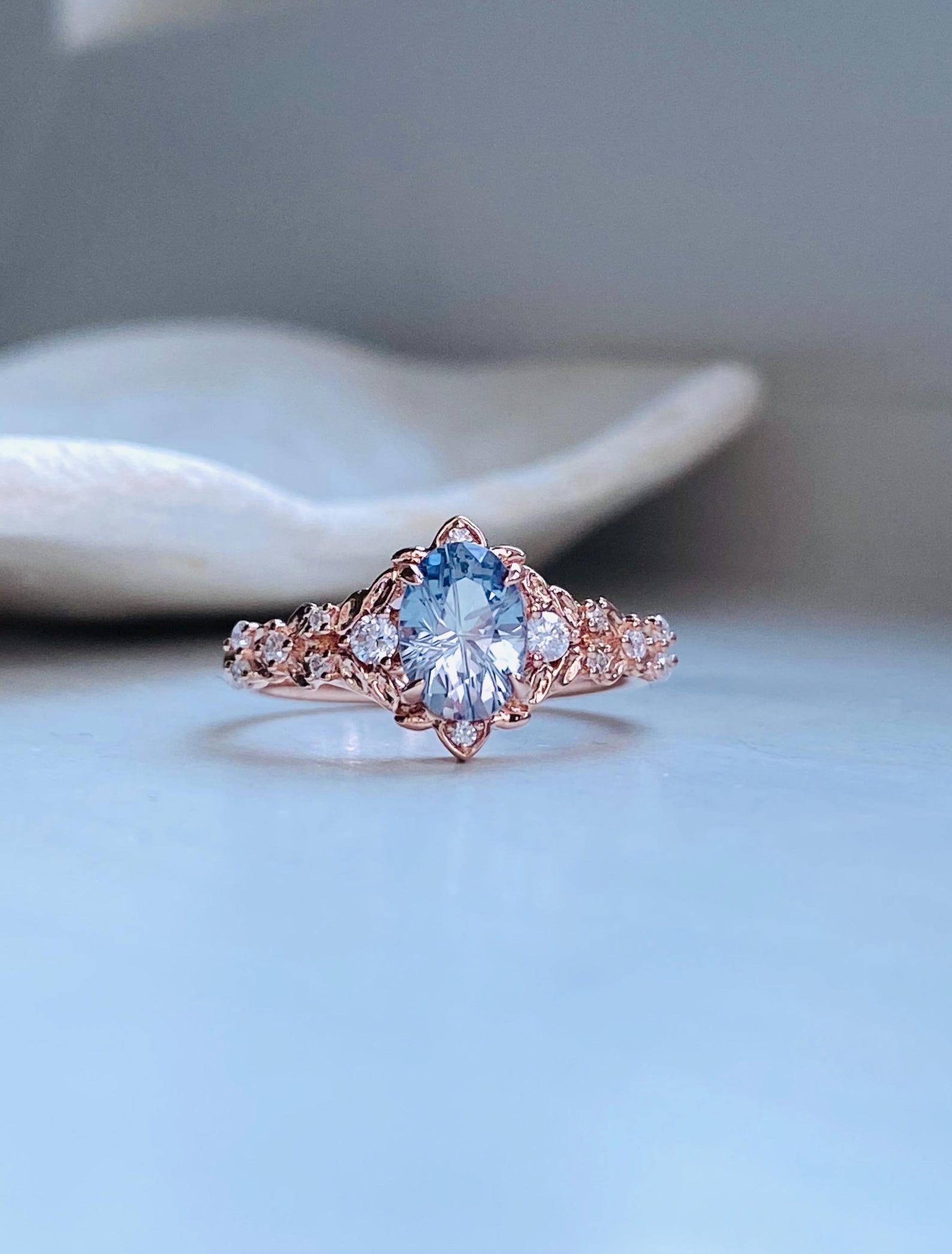 Arwen Star Blue Sapphire Ring, 14k Gold, Diamonds. Fantasy Inspired ...