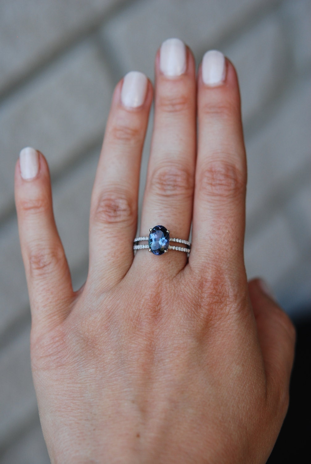 Engagement Ring Tanzanite Ring Blue Tanzanite 2 2ct Oval Double Band