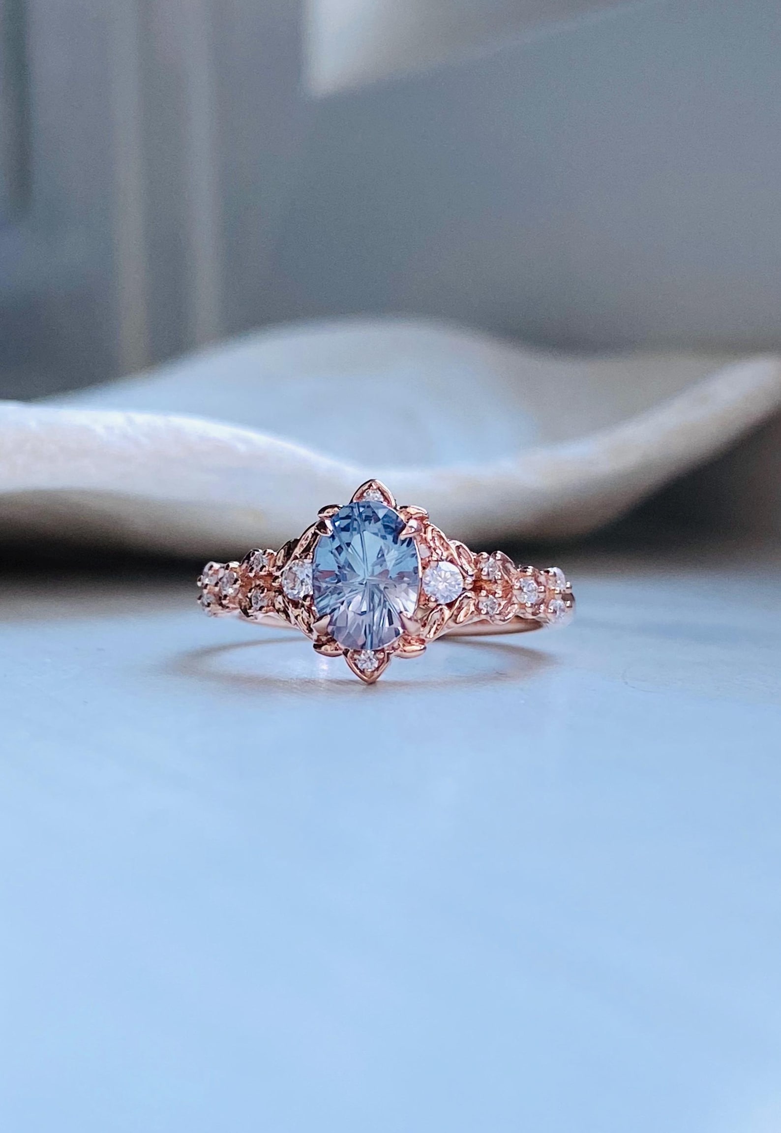 Arwen Star Blue Sapphire Ring, 14k Gold, Diamonds. Fantasy Inspired ...