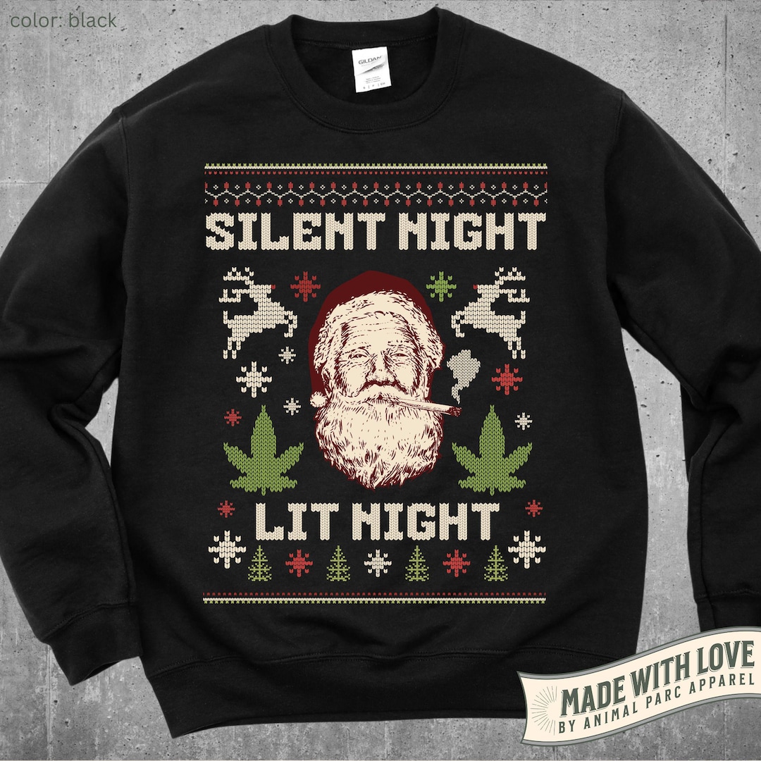 Weed Christmas Sweater Smoking Santa Weed Sweatshirt Gift Stoner ...
