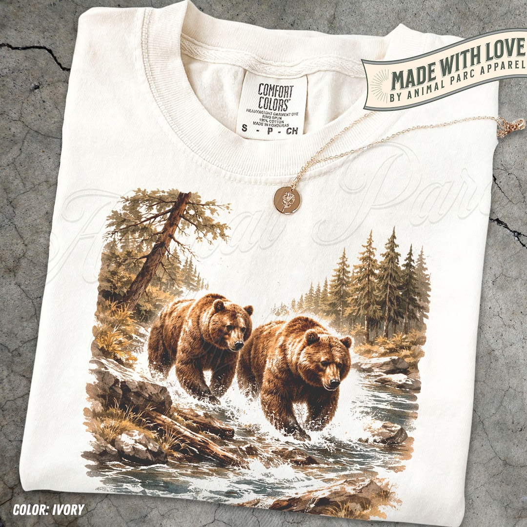 Grizzly Bear T-shirt, Brown Bear Graphic Tee Comfort Colors Aesthetic ...