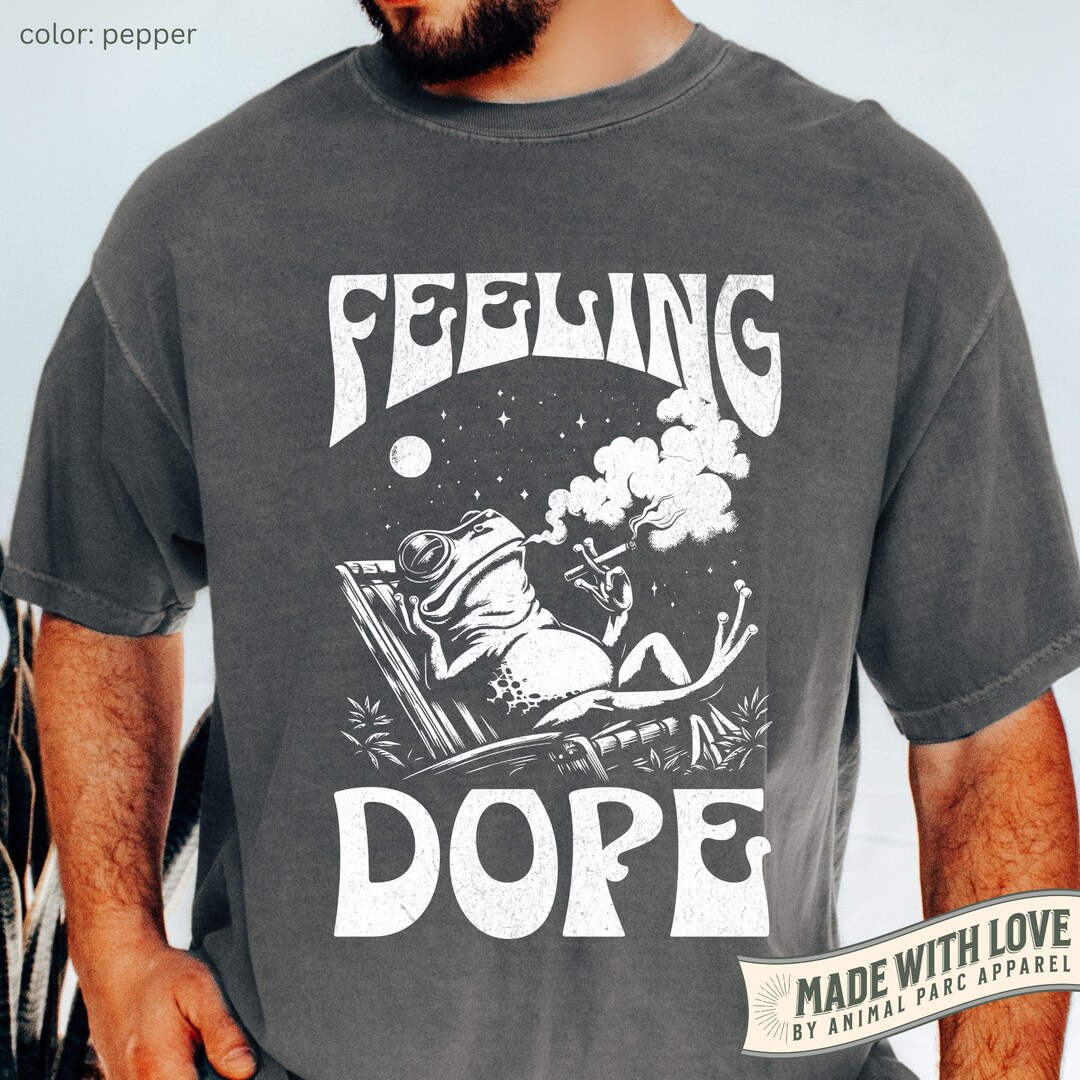 Feeling Dope Frog Vintage T Shirt, 420 Weed Shirt, Frog Getting High ...