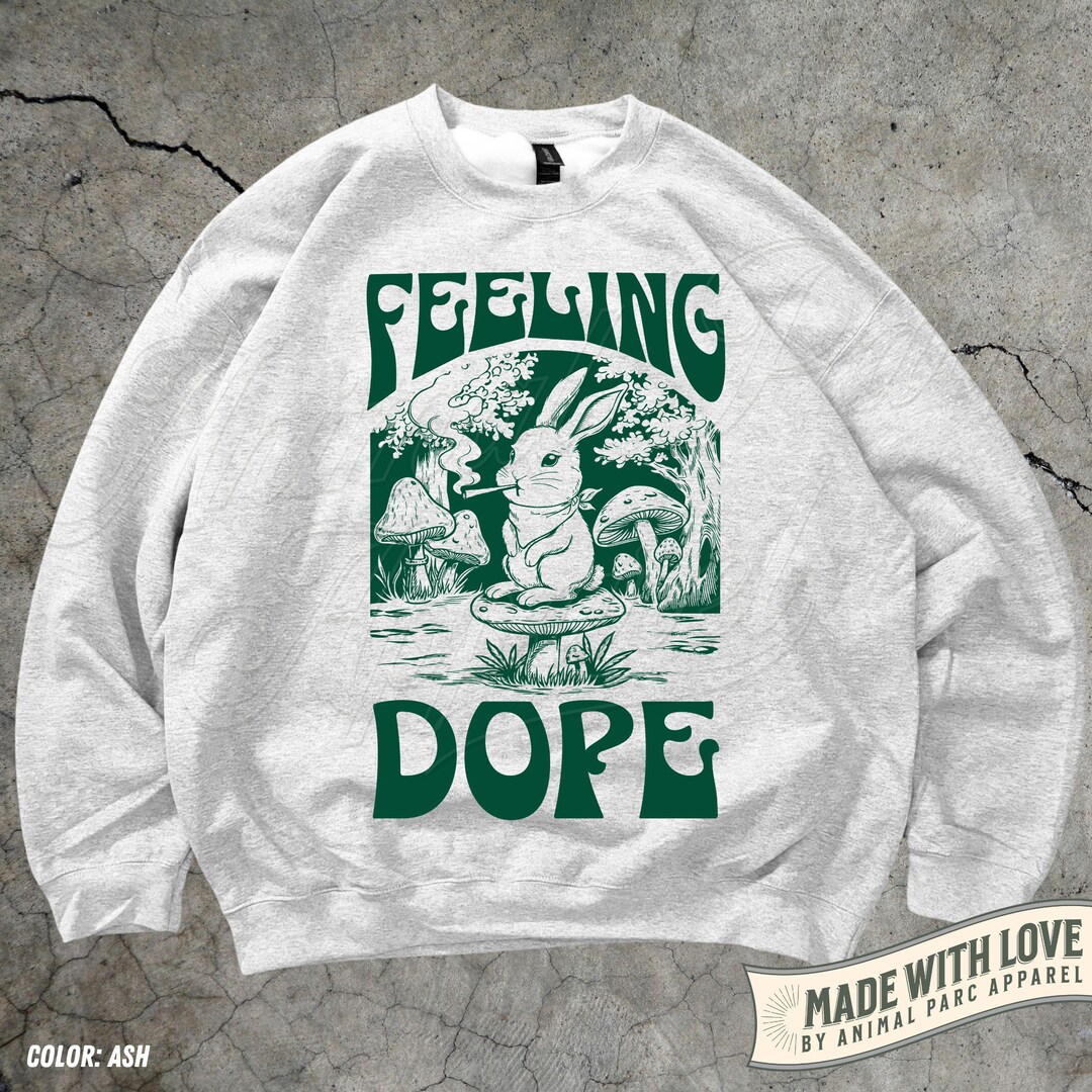 Feeling Dope Bunny Weed Sweater, Rabbit Getting High Animals Smoking ...