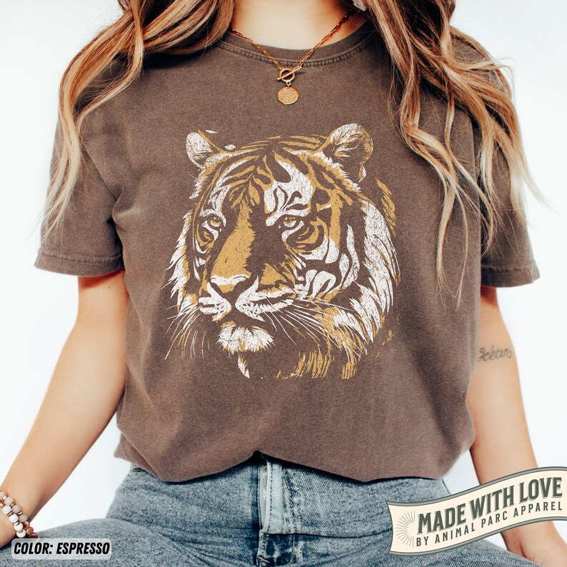Tiger Vintage Shirt Tiger Graphic Tee, Gift Tiger Lover Wild Cat Shirt ...