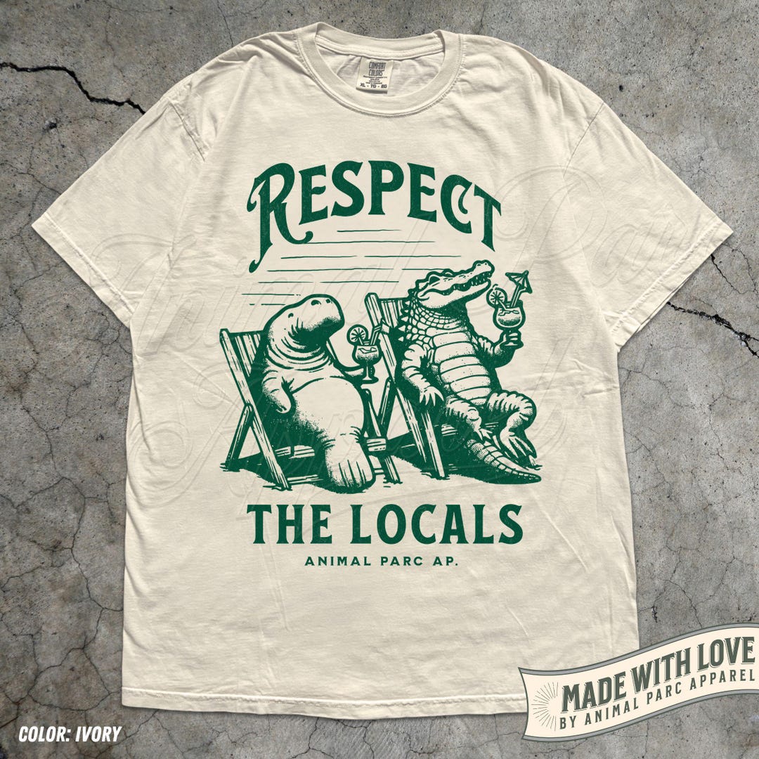 Respect the Locals Vintage T Shirt Everglades Florida Crocodile Manatee ...