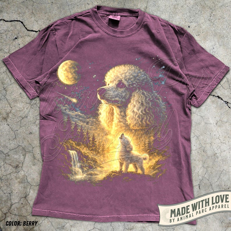 Poodle Howling to the Moon T-shirt, 90s Retro Comfort Colors® Dog Tee ...