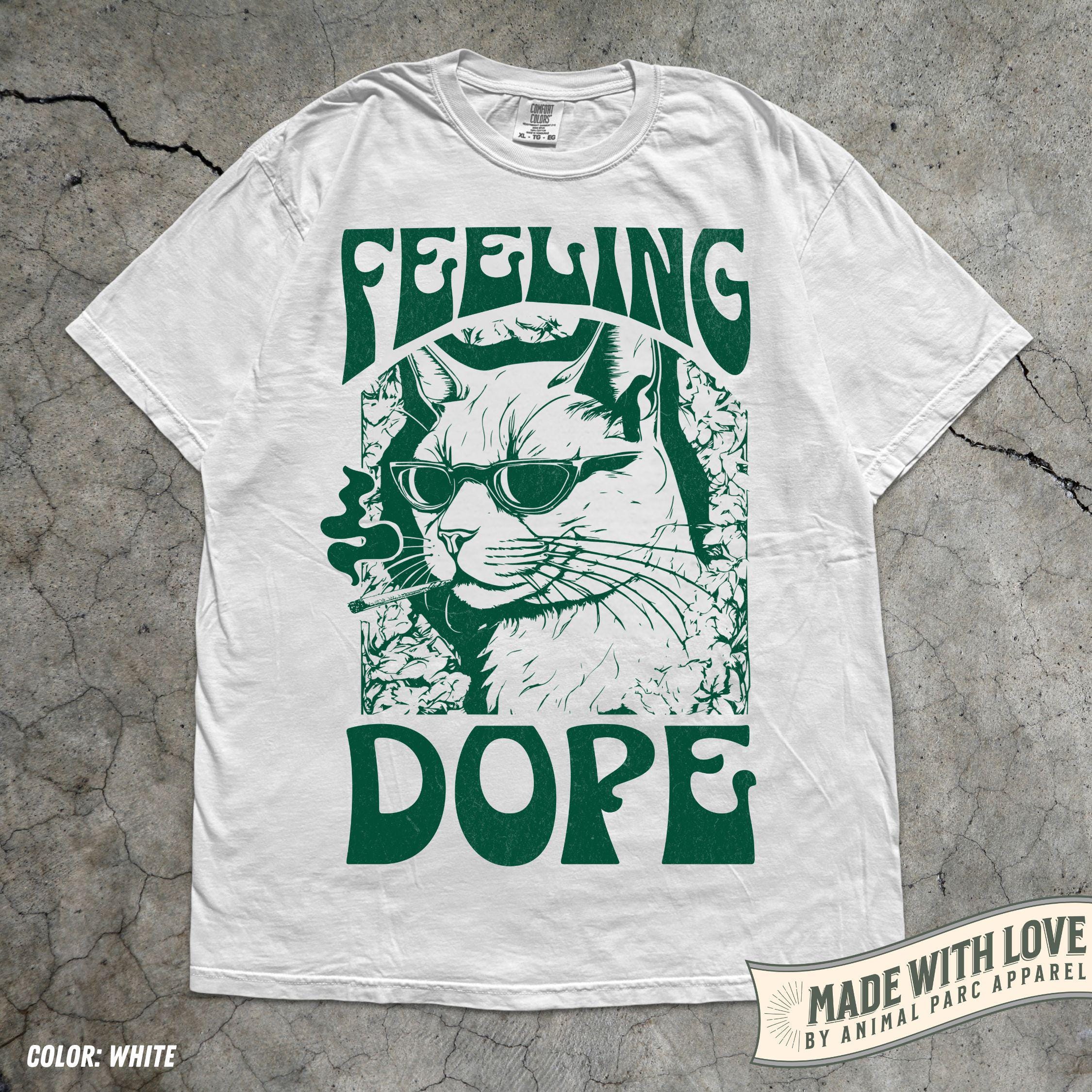 Feeling Dope Cat Shirt Weed Vintage T Shirt 420 Cat Getting High Shirt ...