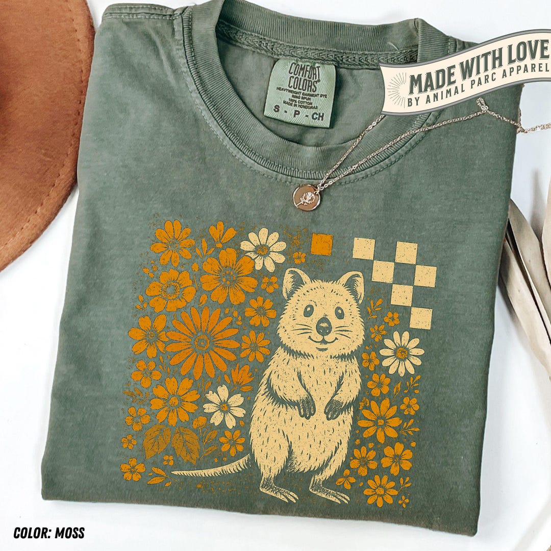 Quokka T-shirt, Floral Quokka Graphic Tee, Retro Vintage Wildlife Shirt ...