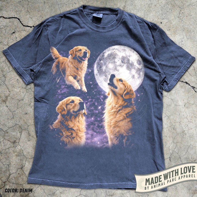 Vintage Golden Retriever Full Moon Shirt, Howling to the Moon Animal ...