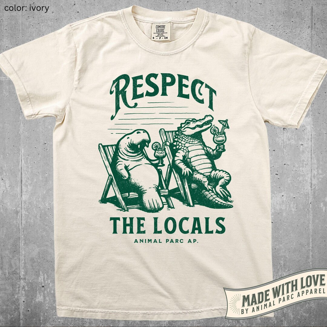 Respect the Locals Vintage T Shirt Everglades Florida Crocodile Manatee ...