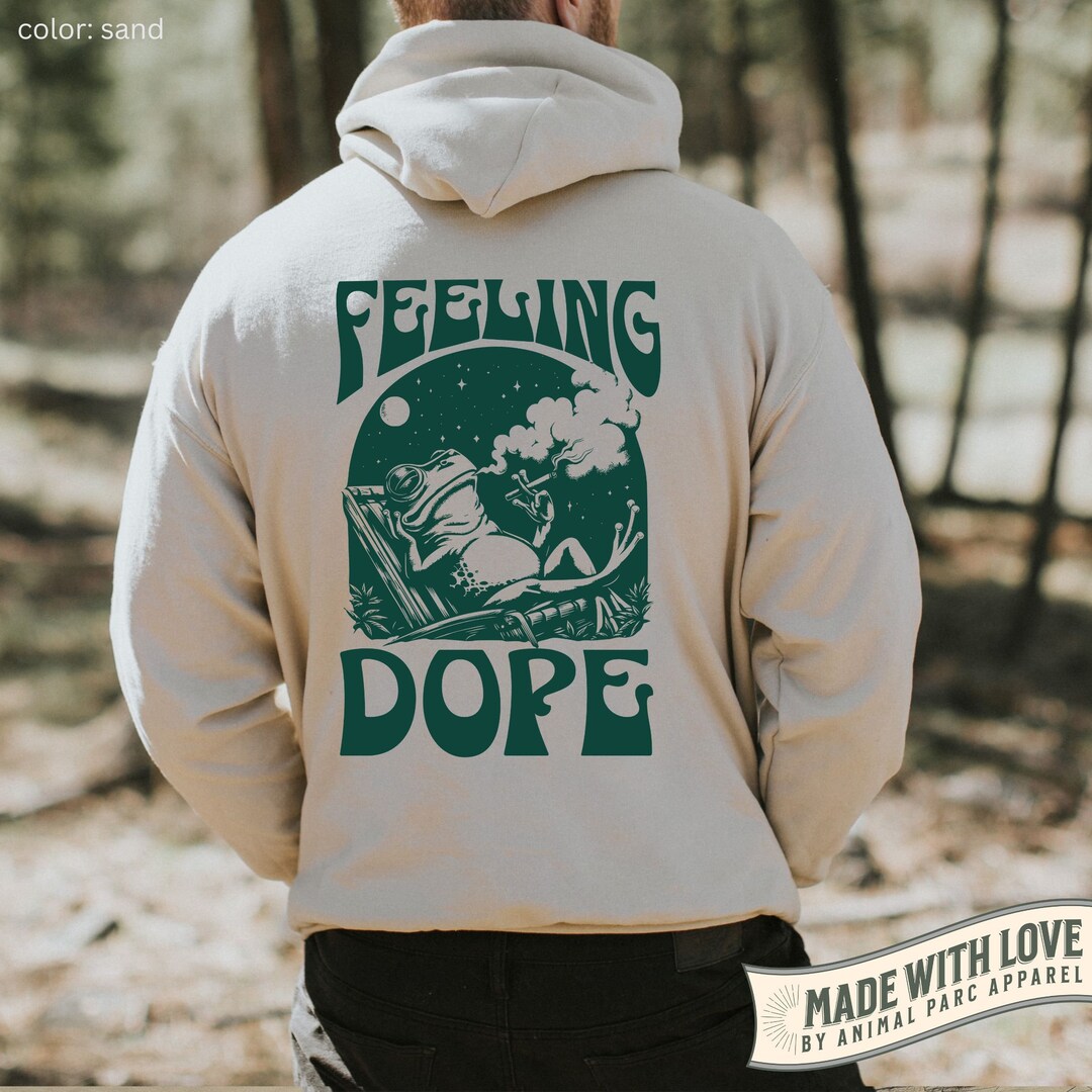 Feeling Dope Frog Hoodie, Funny Weed Hoodie, Smoking Pot Frog Getting ...