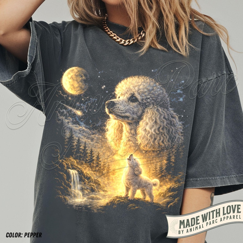 Poodle Howling to the Moon T-shirt, 90s Retro Comfort Colors® Dog Tee ...