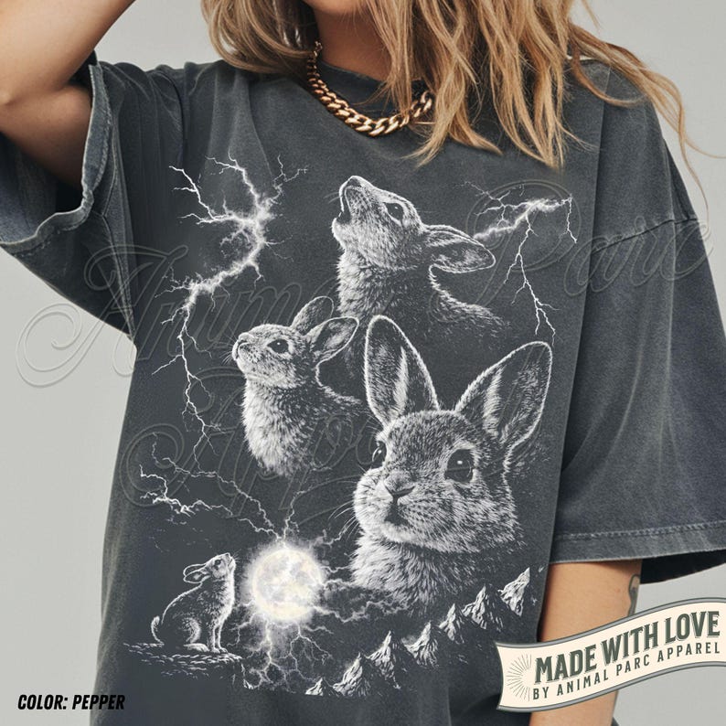 Bunny Howling to the Moon Vintage T-shirt, Silly Rabbit Tee Easter Gift ...