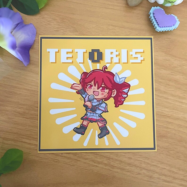 Teto Art Print - Chibi Anime 5x5 Fanart Vocaloid Square Tetoris - Etsy