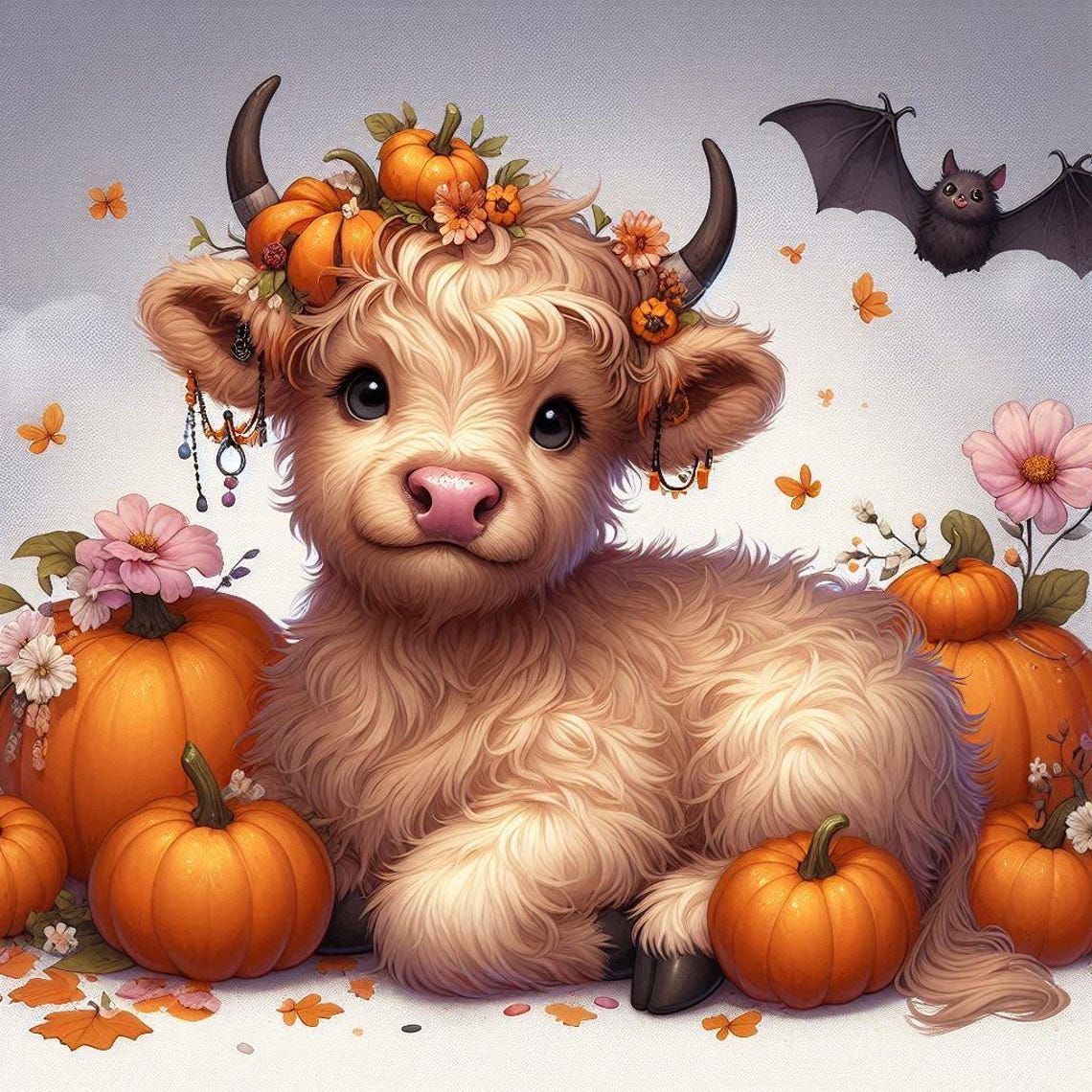 Halloween Highland Cow PNG - Etsy