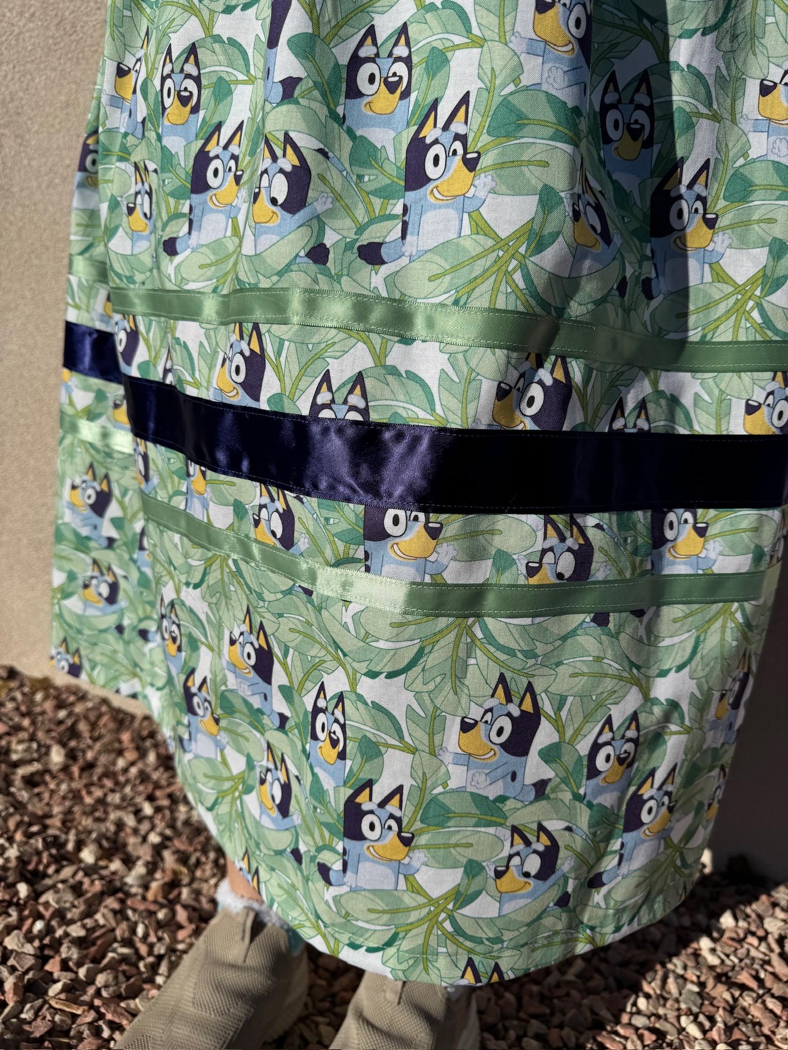 Bluey Cartoon Dog Ribbon Skirt for Adults, Paperbag Waist, Pockets, and ...