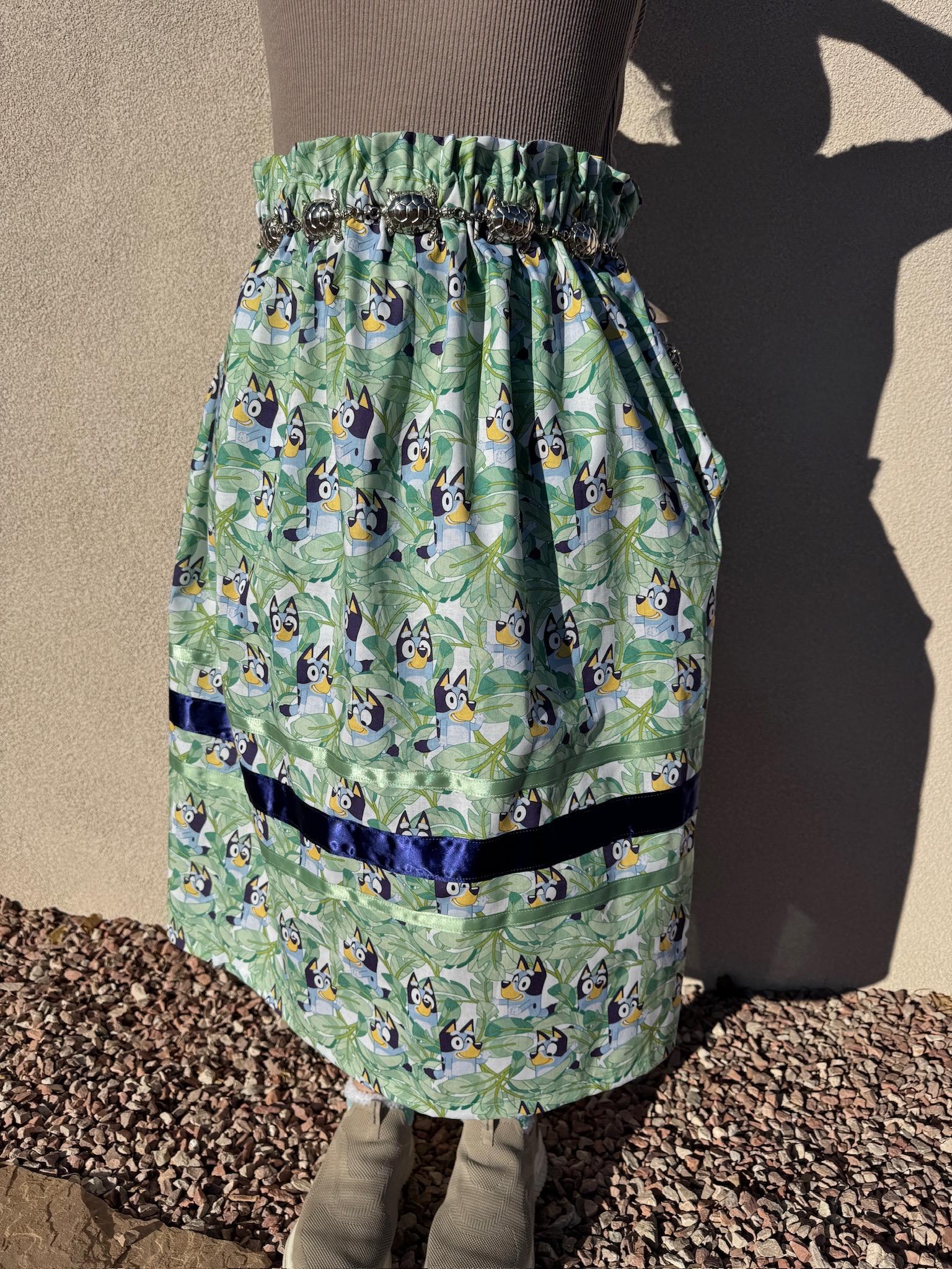 Bluey Cartoon Dog Ribbon Skirt for Adults, Paperbag Waist, Pockets, and ...