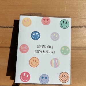 Happy Birthday Card-retro Smiley Faces - Etsy