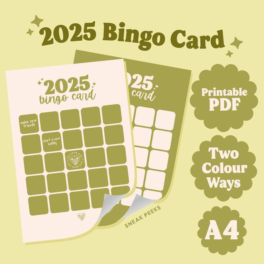 2025 Bingo Card, 2025 Vision Board, 2025 Manifestation, 2025 New Year's ...