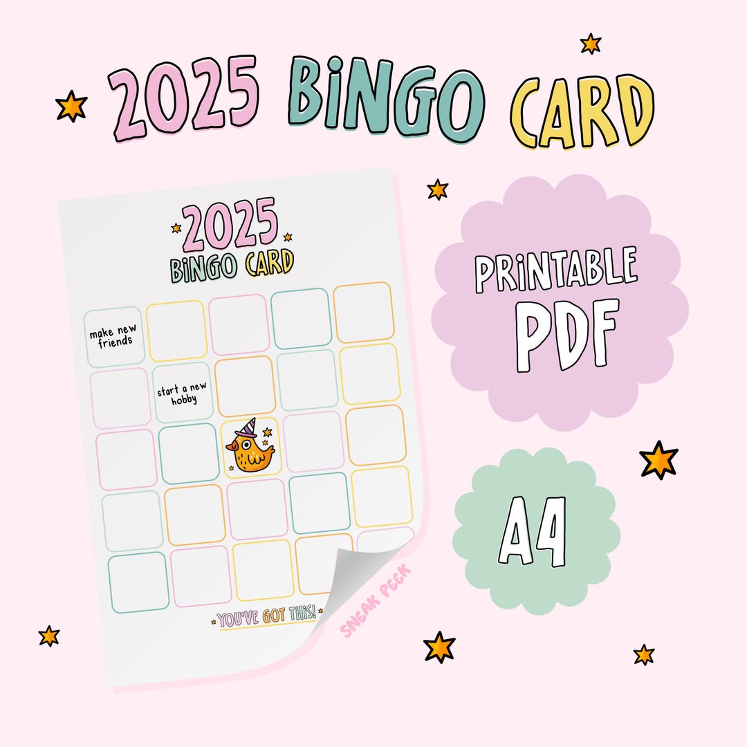 2025 Bingo Card, 2025 Vision Board, 2025 Manifestation, 2025 New Year's ...