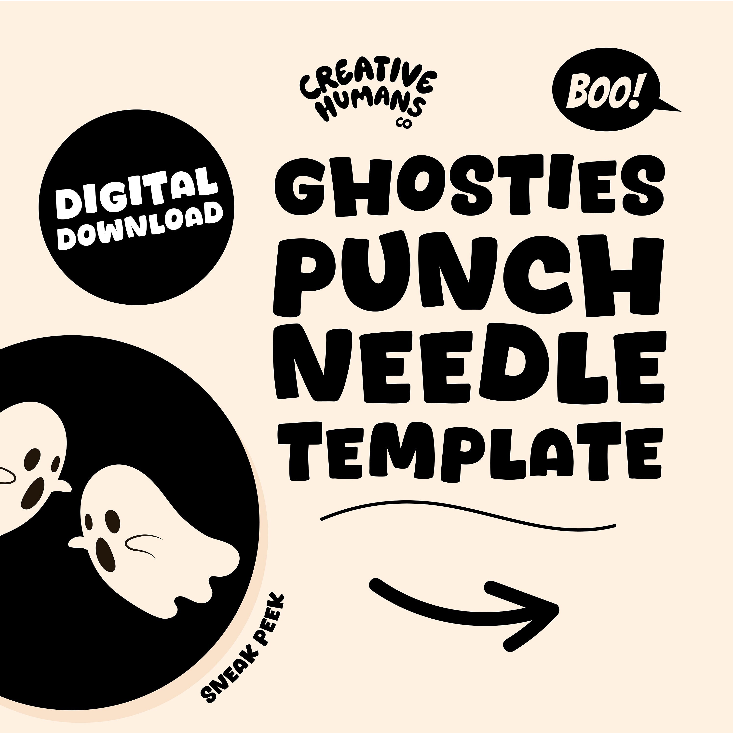 Ghosts, Coaster Punch Needle Template, Mug Rug, Punch Needle Pattern ...