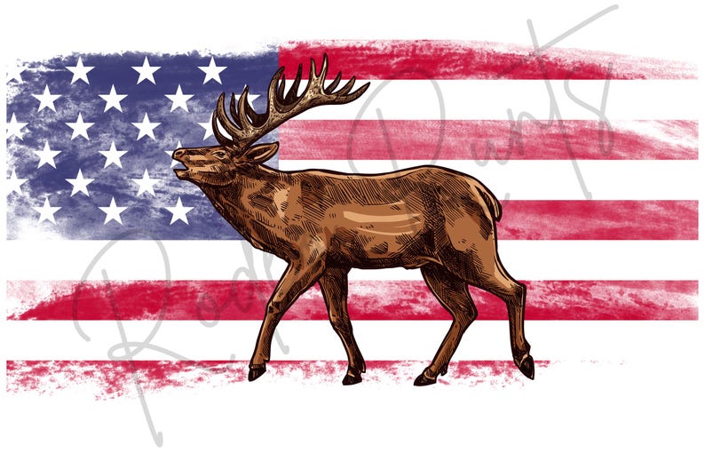 Elk Flag Png, American Flag Png, Hunting Png, Patriotic, Graphic Design ...