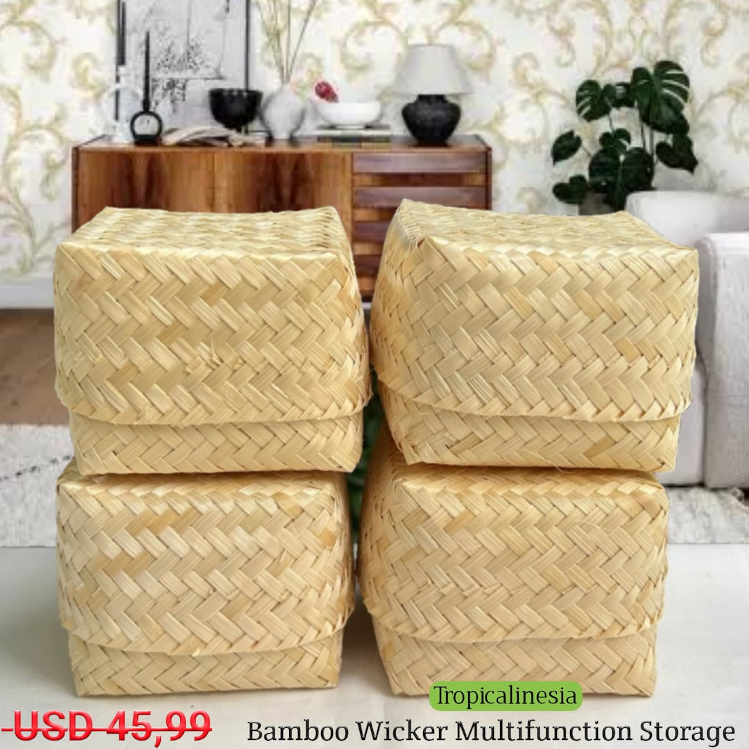 Bamboo Wicker Storage Wood Bamboo Storage Natural Tropic Wicker Bamboo ...