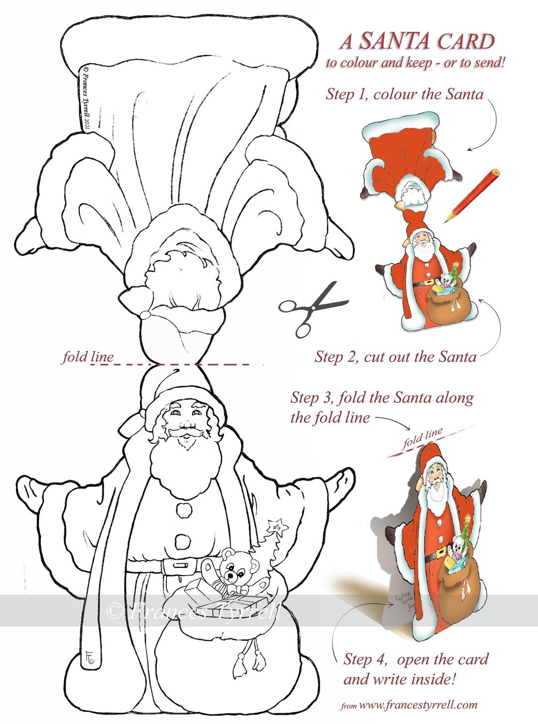 Santa Colouring Cards - Etsy