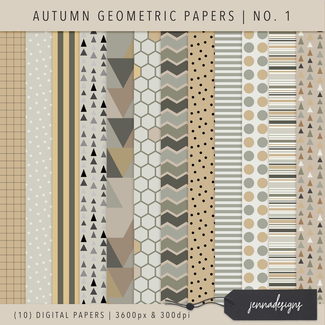 Autumn Geometric Digital Paper Pack No. 1 - Etsy