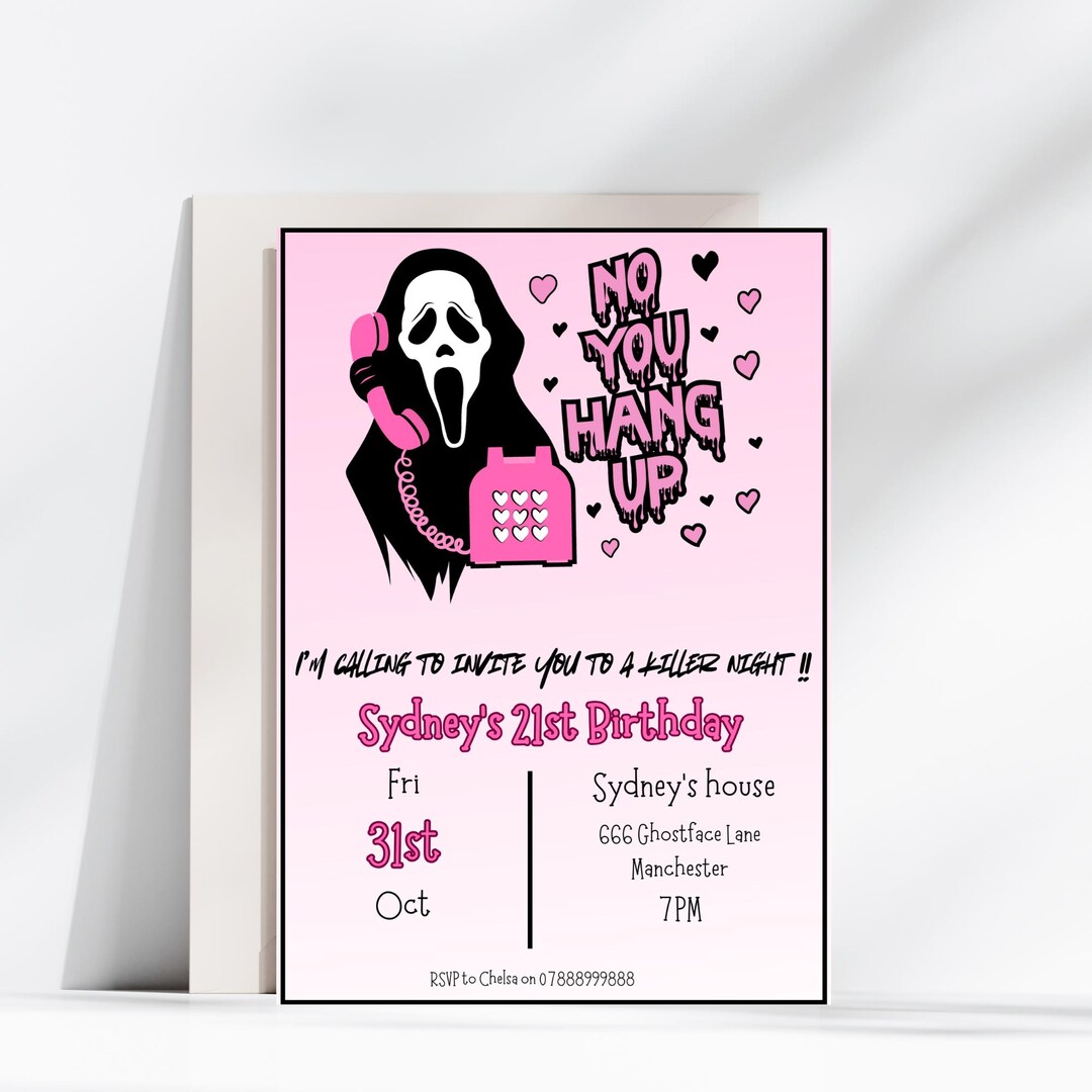 Ghostface Birthday Party Invites Scream Invite Printable Invite Digital ...