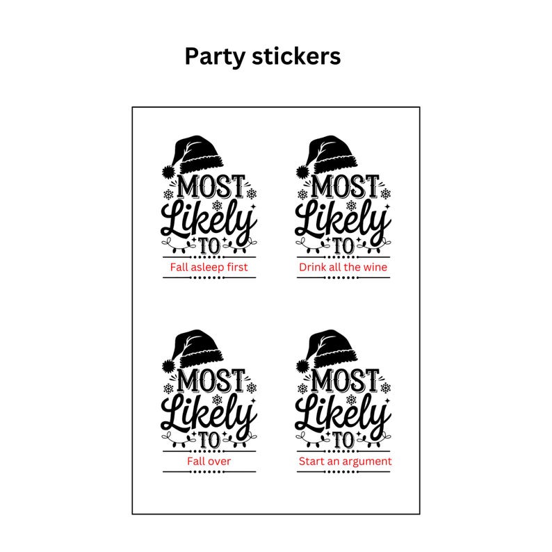 Christmas Party Stickers | Party Labels | Fun Family Name Tags | Party ...