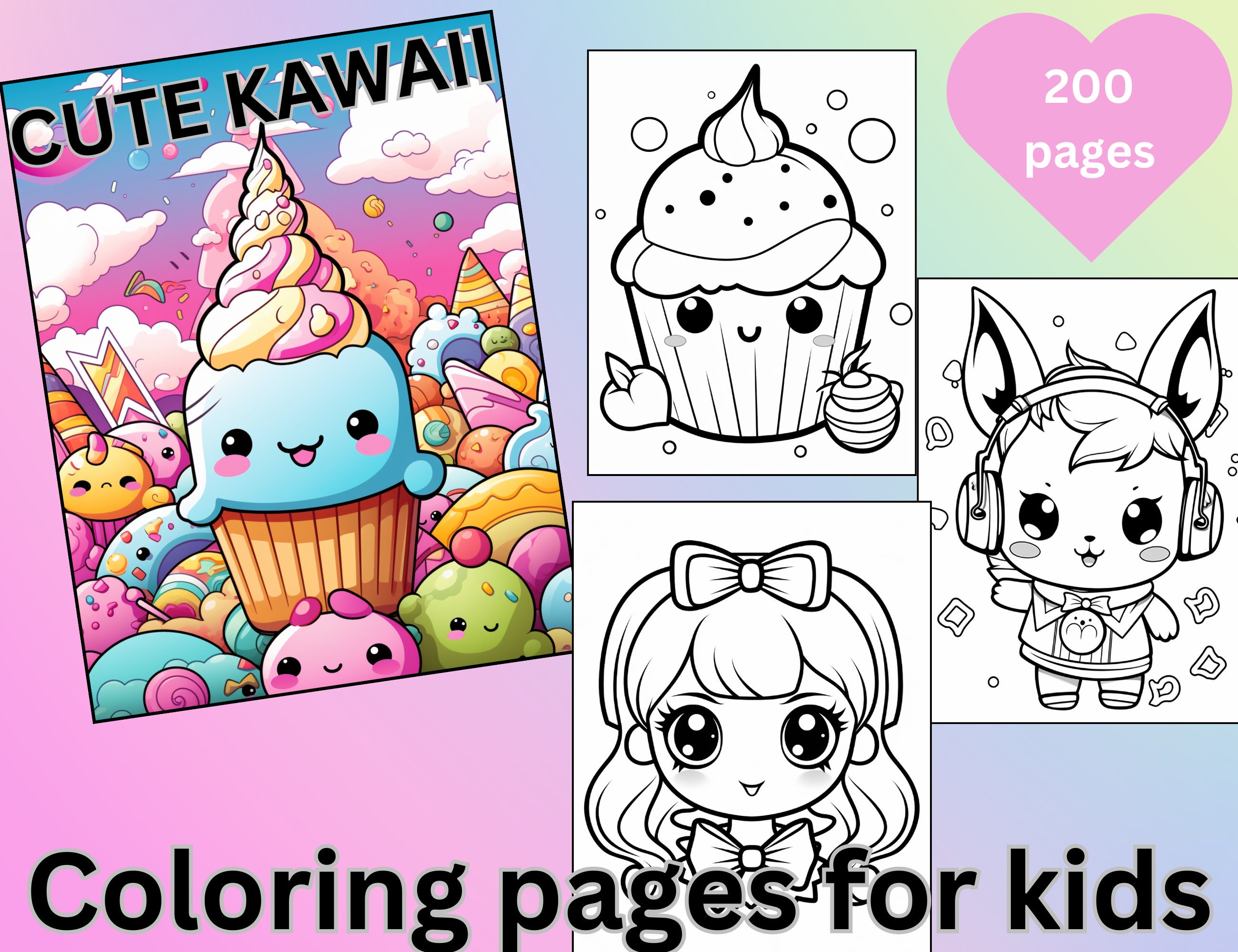 Kids Cute Kawaii Coloring Pages | Kawaii Coloring Book | Children's ...