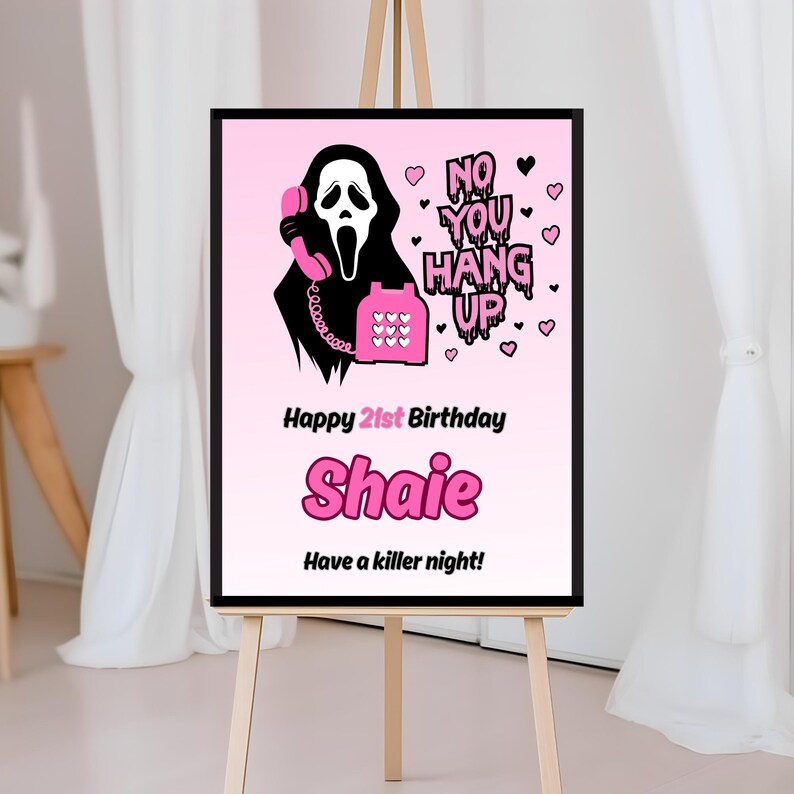 Ghostface Cute Spooky Birthday Party Welcome Sign | Printable Sign ...