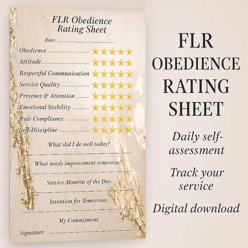 FLR Obedience Rating Sheet • Daily Submission Tracker • Female Led ...
