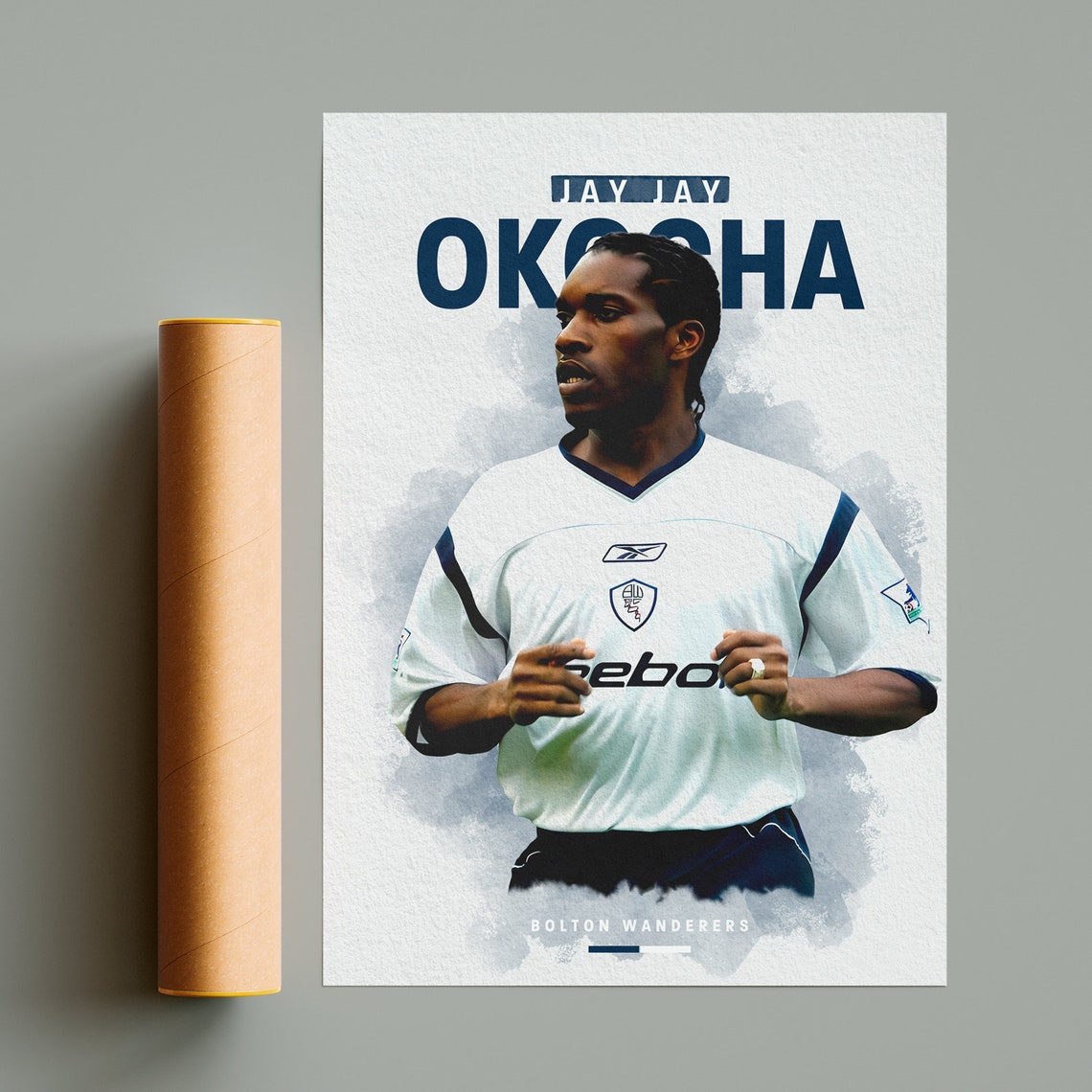 Jay Jay Okocha Football Poster Football Print Custom Football Wall Art Bolton Wanderers Fan Gift ...