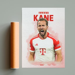 Harry Kane Poster Football Print Custom Football Wall Art Bayern Munich ...