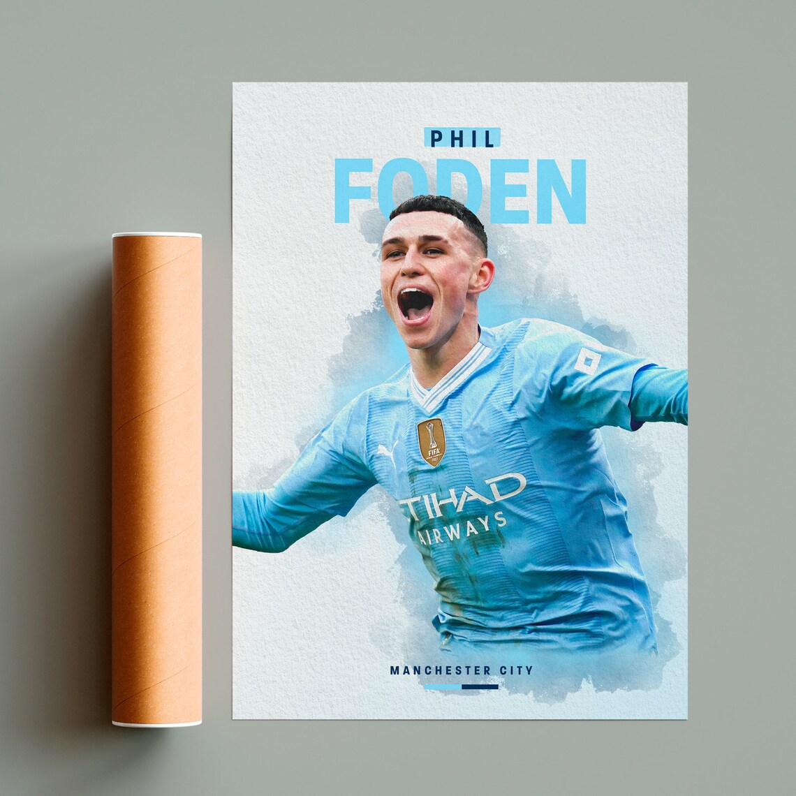 Phil Foden Poster Football Print Custom Football Wall Art Manchester ...