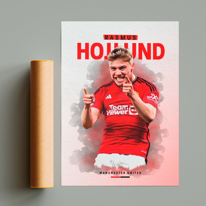 Rasmus Hojlund Football Poster Football Print Custom Football Wall Art ...