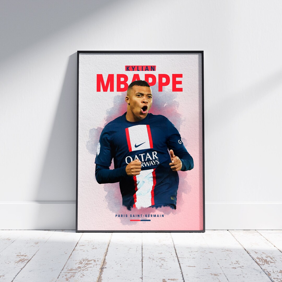 Kylian Mbappe Poster Football Print Custom Football Wall Art Paris ...