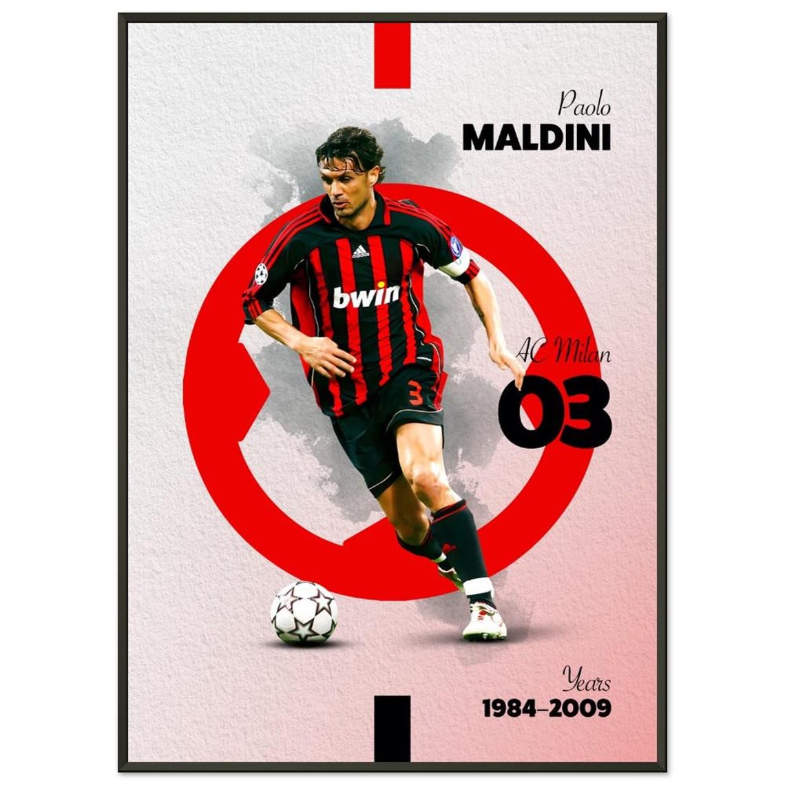 Paolo Maldini Framed Poster, Custom Wall Art, Football Poster, Soccer ...
