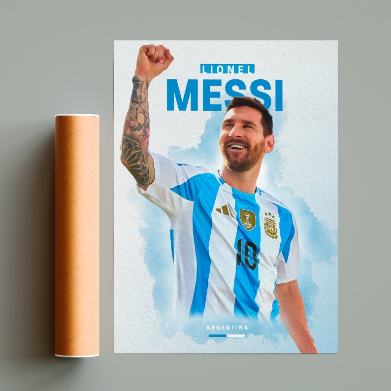 Lionel Messi Poster Football Print Custom Football Wall Art Argentina ...