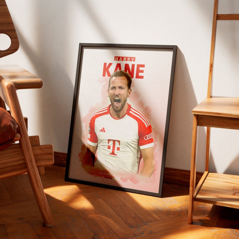 Harry Kane Poster Football Print Custom Football Wall Art Bayern Munich ...