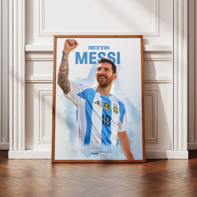 Lionel Messi Poster Football Print Custom Football Wall Art Argentina ...
