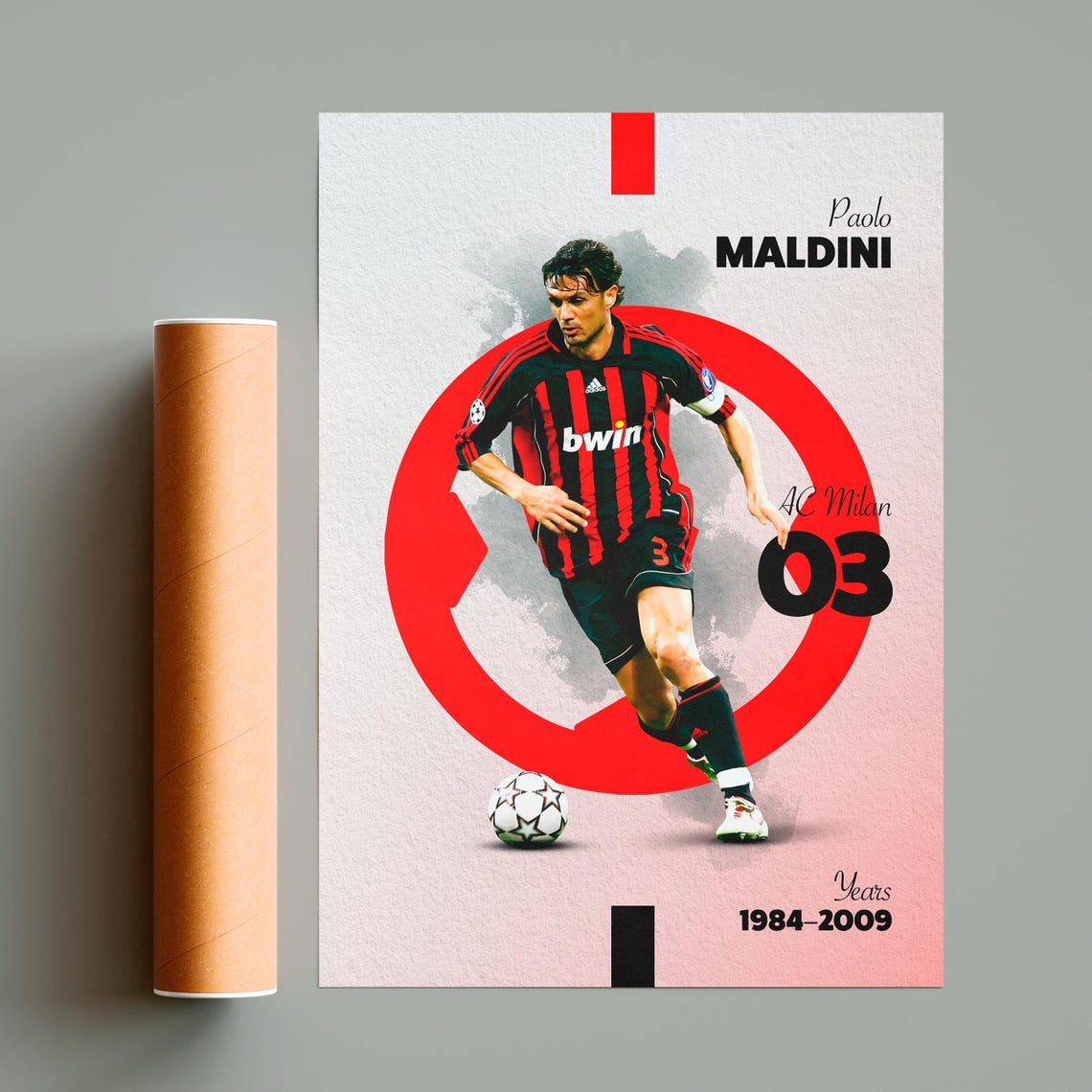 Paolo Maldini Framed Poster, Custom Wall Art, Football Poster, Soccer ...