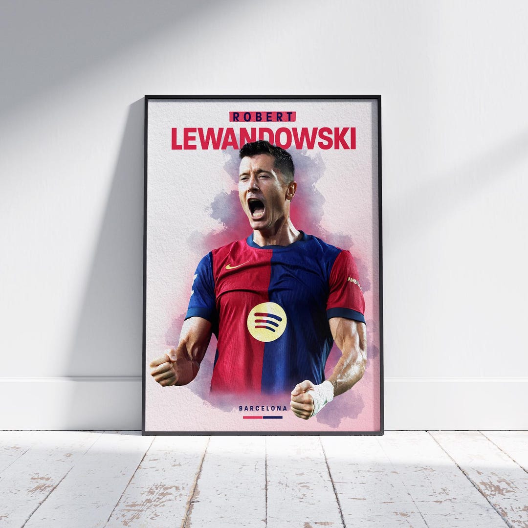 Robert Lewandowski Poster, Custom Wall Art, Football Poster, Soccer ...