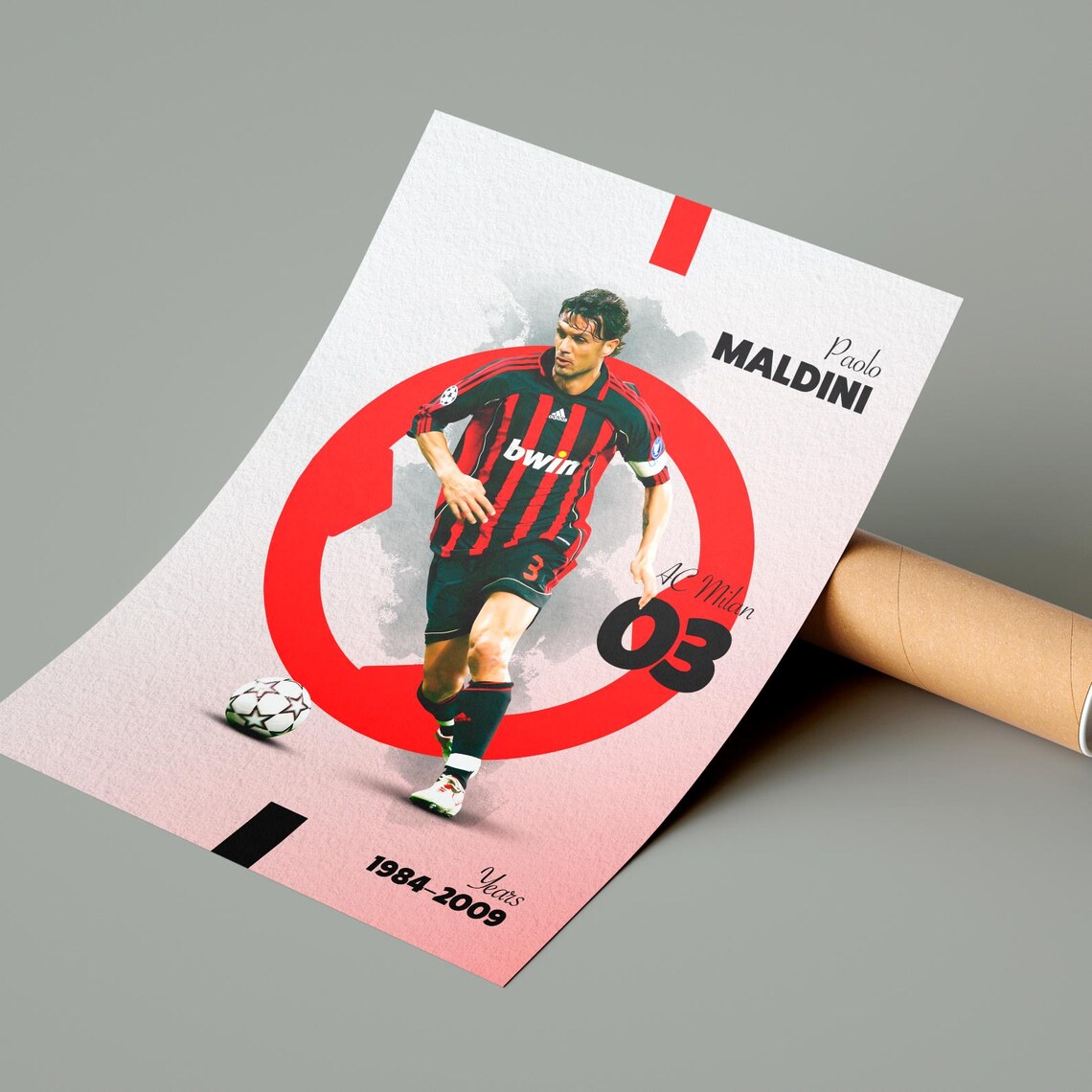 Paolo Maldini Framed Poster, Custom Wall Art, Football Poster, Soccer ...