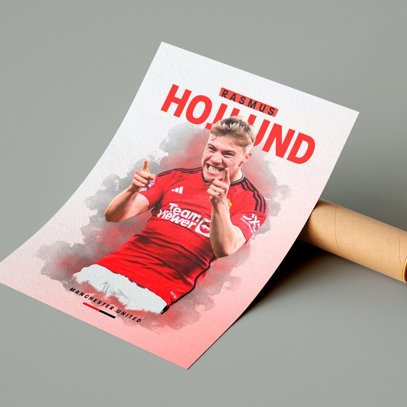 Rasmus Hojlund Football Poster Football Print Custom Football Wall Art ...